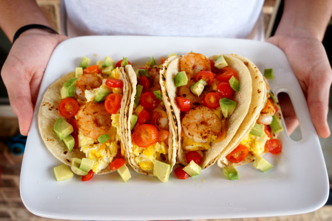 shrimp breakfast tacos - The Baking Fairy