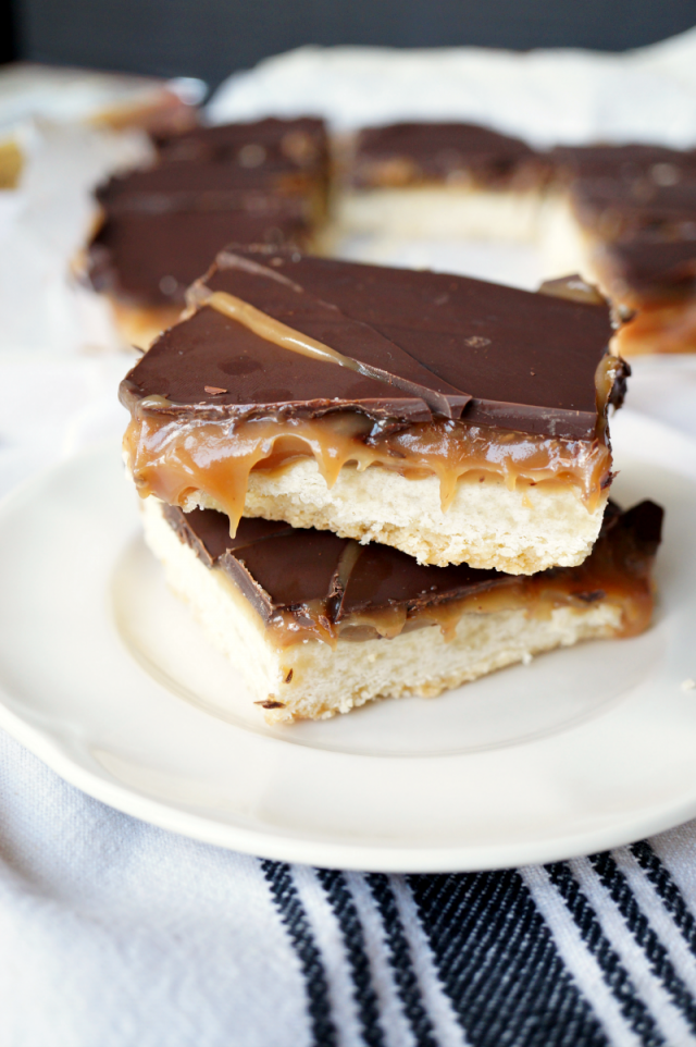 chocolate caramel shortbread bars - The Baking Fairy