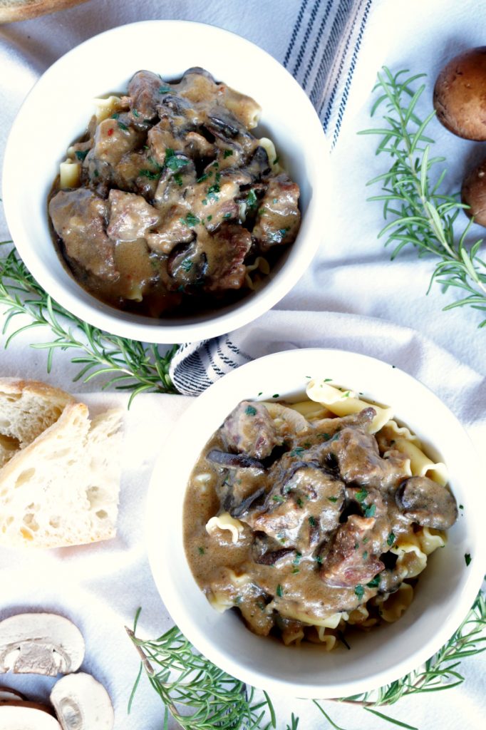 creamy mushroom and beef stroganoff - The Baking Fairy