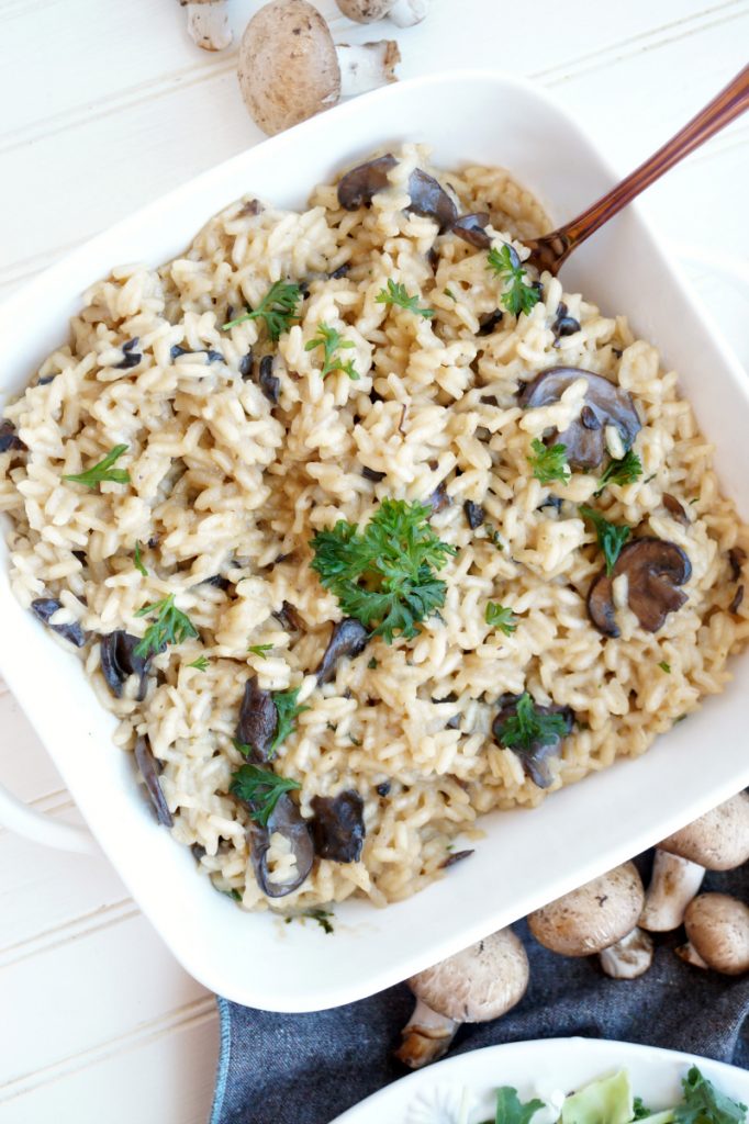 creamy parmesan mushroom risotto with Barber Foods - The Baking Fairy