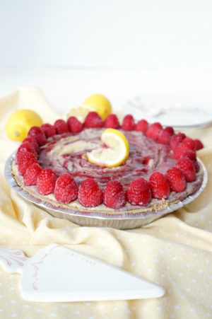 vegan lemon raspberry cheesecake pie - The Baking Fairy