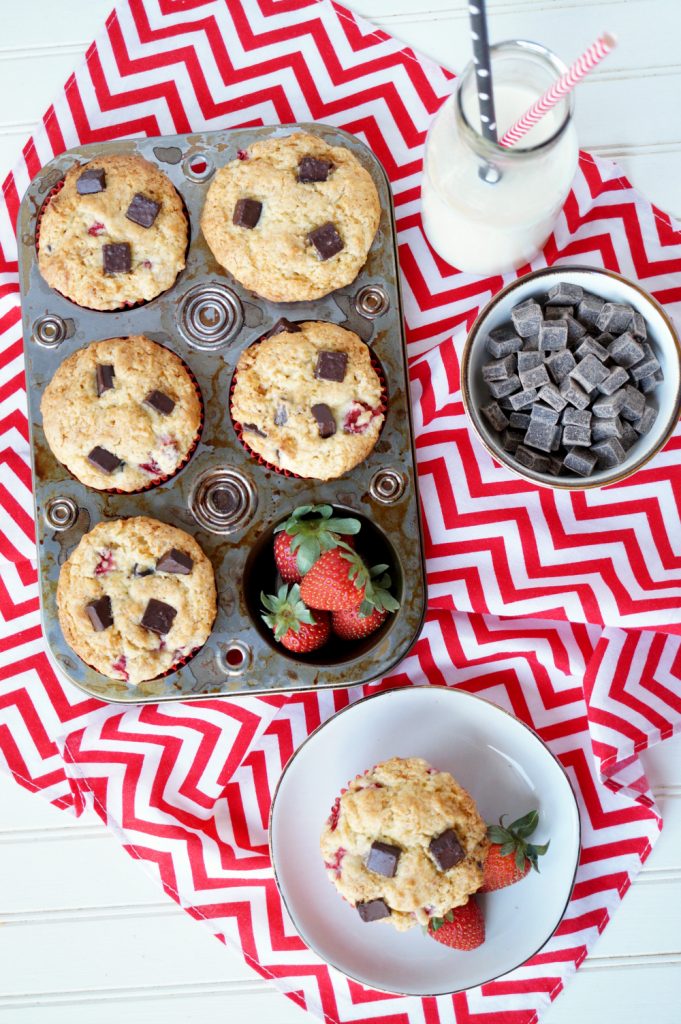 strawberry dark chocolate chunk muffins - The Baking Fairy