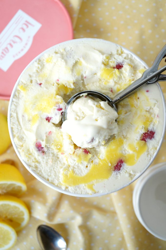 lemon curd raspberry homemade ice cream - The Baking Fairy