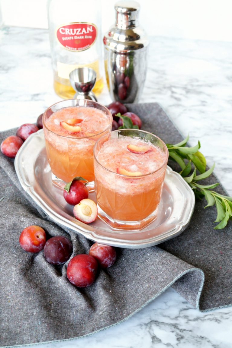 ginger rum plum smash cocktail - The Baking Fairy