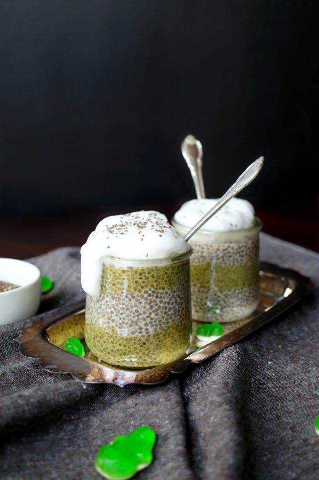 frog eggs matcha chia pudding - The Baking Fairy