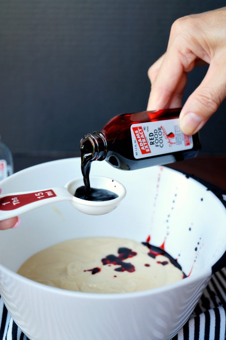 red velvet marble cake with bloody red ganache - The Baking Fairy