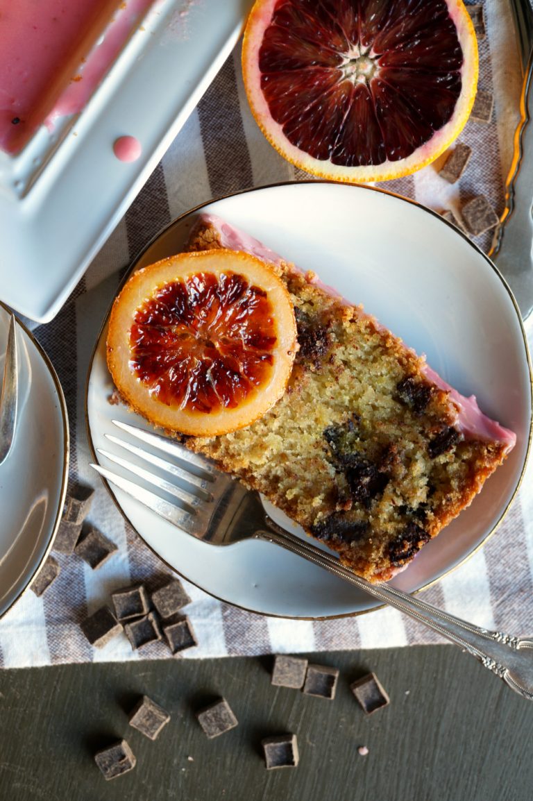vegan blood orange dark chocolate loaf cake - The Baking Fairy
