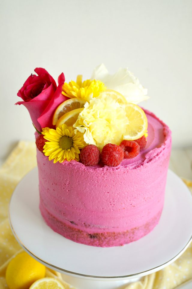 vegan lemon raspberry layer cake - The Baking Fairy