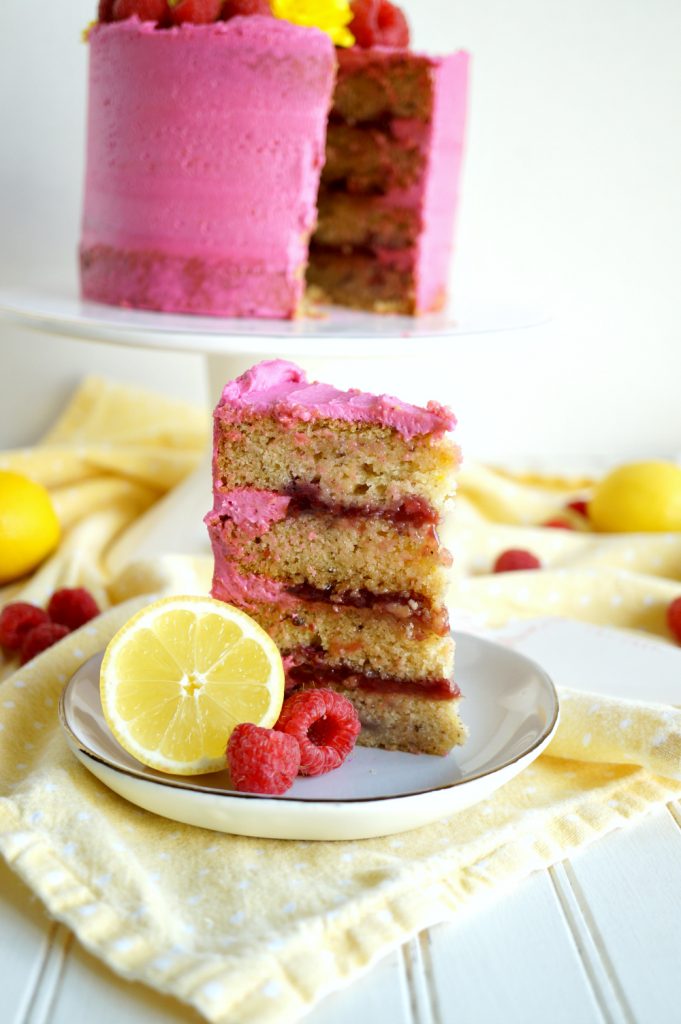vegan lemon raspberry layer cake - The Baking Fairy