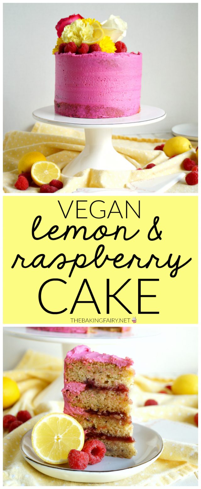 vegan lemon raspberry layer cake - The Baking Fairy