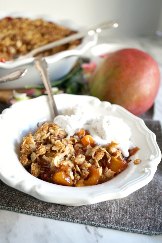 vegan mango raspberry crumble - The Baking Fairy