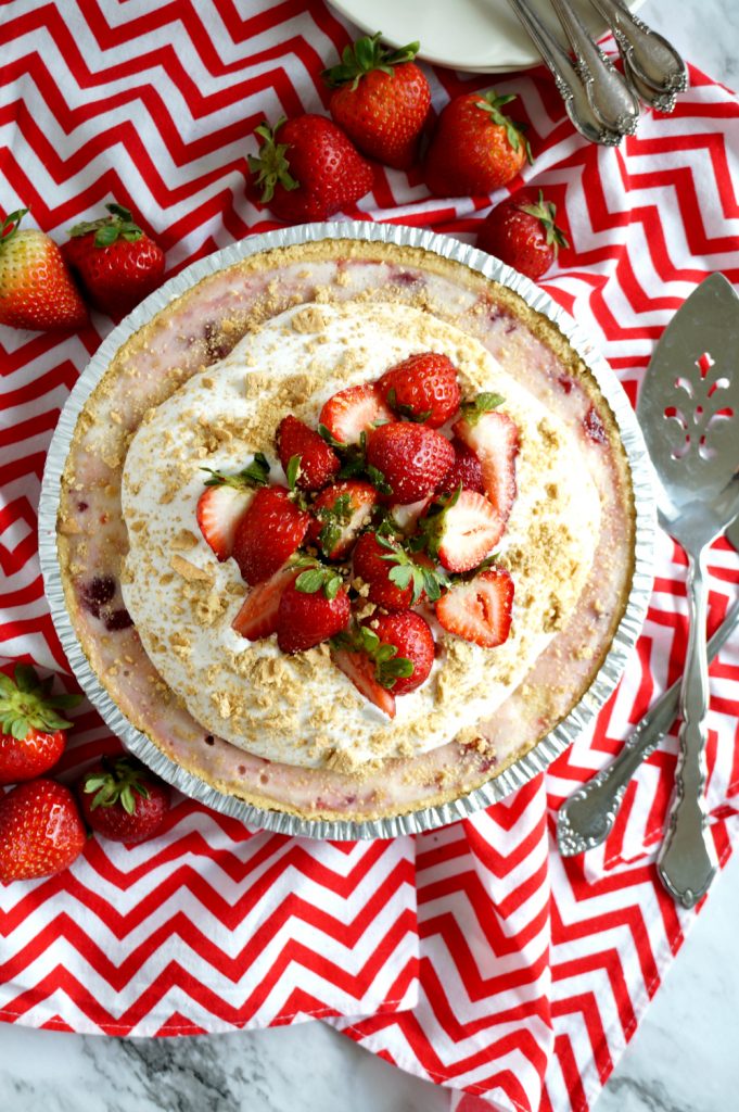 no-bake strawberry shortcake ice cream pie - The Baking Fairy