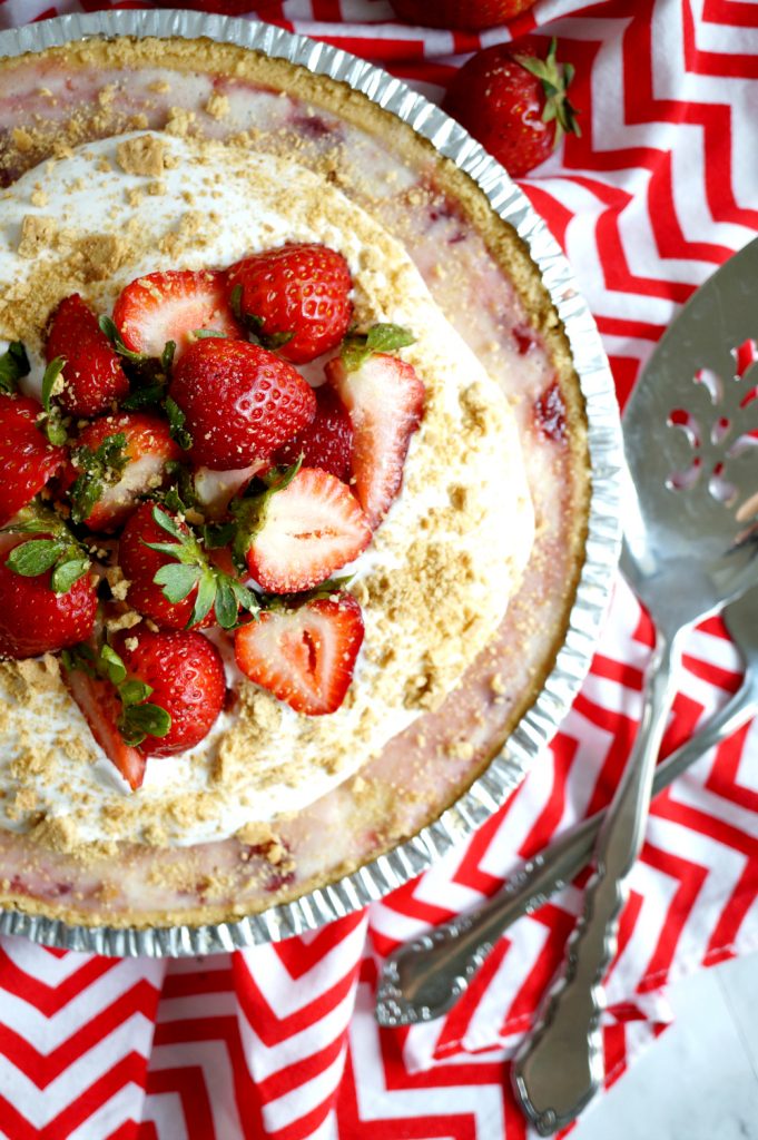 no-bake strawberry shortcake ice cream pie - The Baking Fairy
