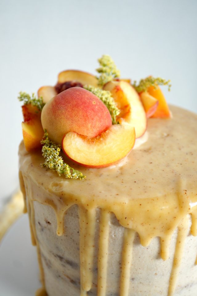 vegan peaches & cream layer cake - The Baking Fairy