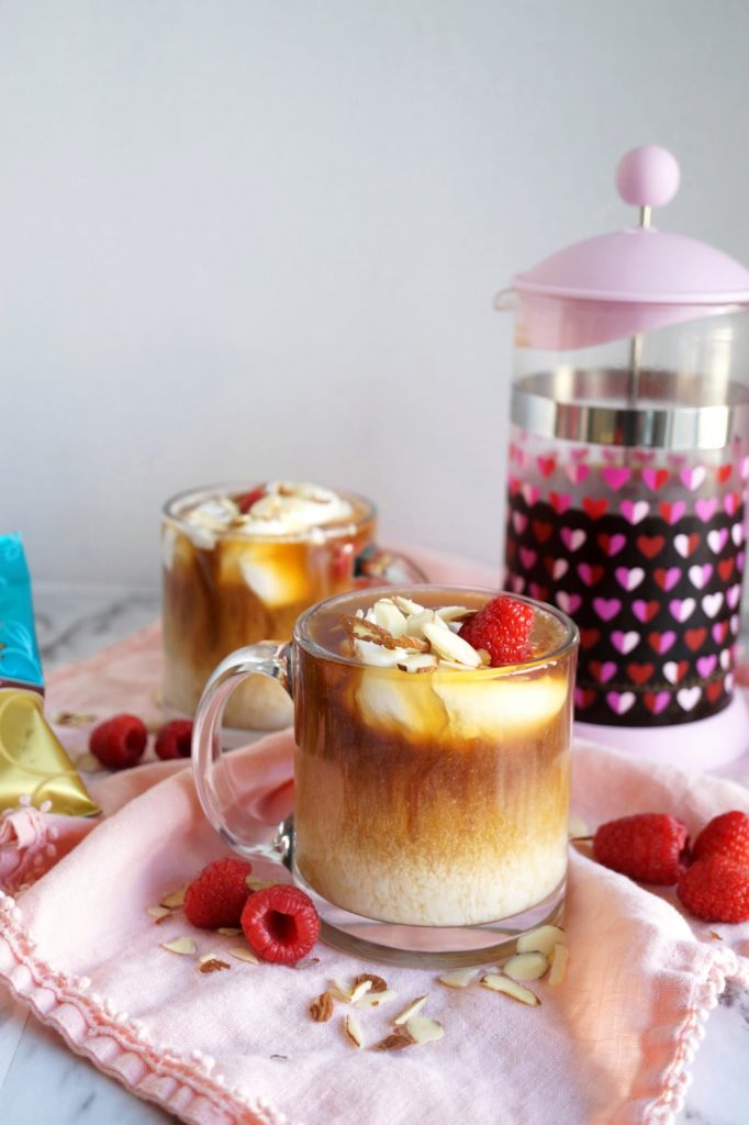 raspberry almond cold brew latte - The Baking Fairy