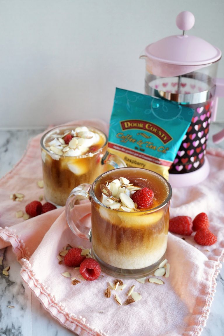 raspberry almond cold brew latte - The Baking Fairy