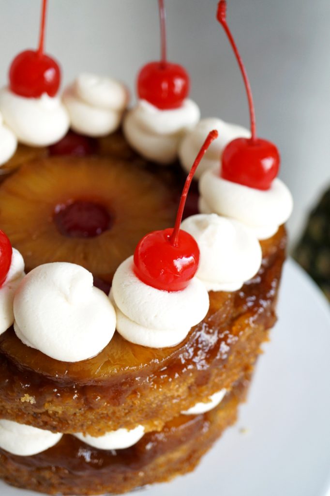 vegan pineapple upside down layer cake - The Baking Fairy