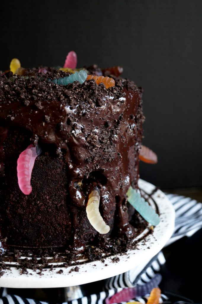vegan dirt & worms cake - The Baking Fairy
