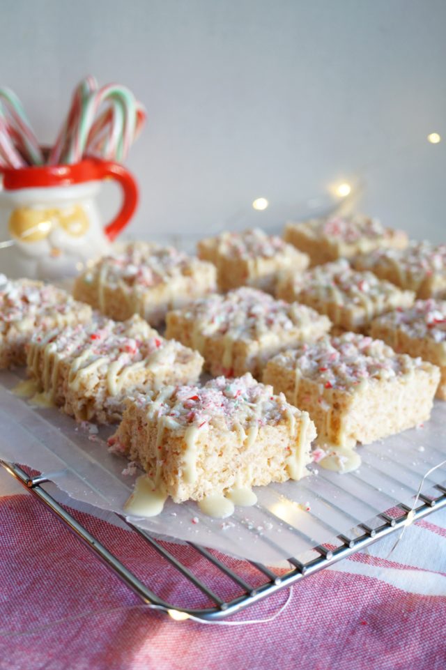 candy cane rice krispie treats - The Baking Fairy