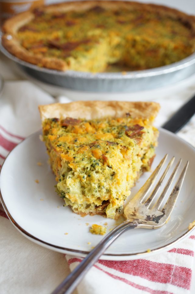 vegan broccoli, ham, and cheese quiche - The Baking Fairy